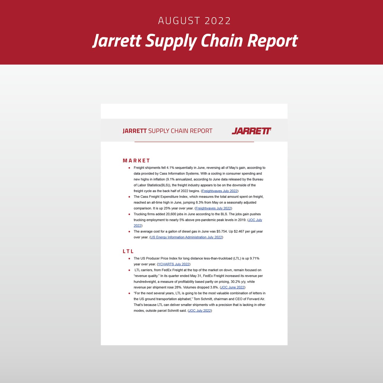 Supply Chain Report August 2022 | Jarrett